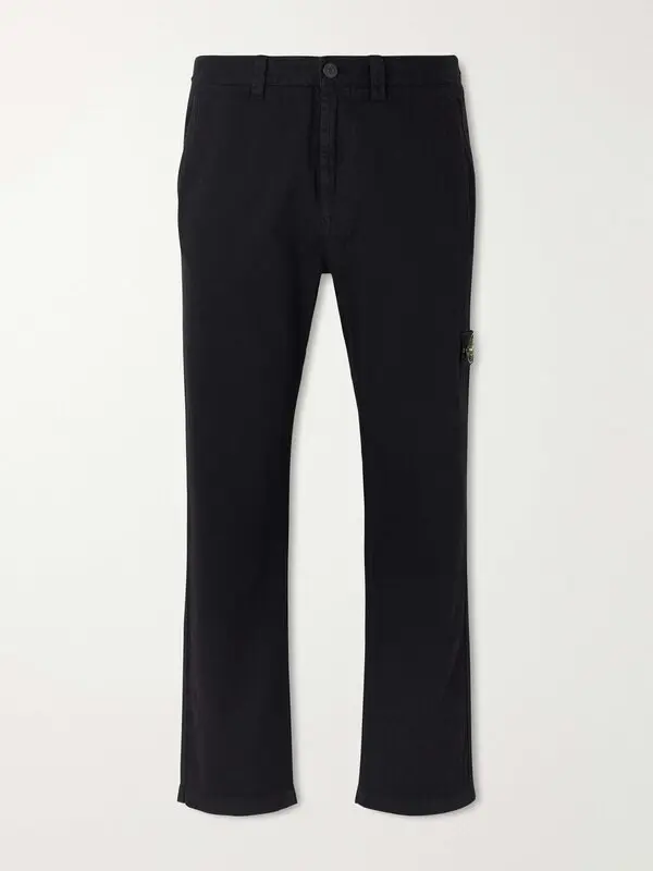 Stone Island Straight-leg Herringbone Cotton Trousers