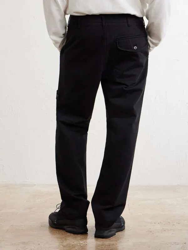 Stone Island Straight-leg Herringbone Cotton Trousers