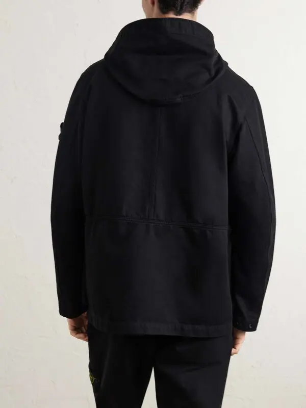 Stone Island Garment-dyed Cotton Hooded Jacket