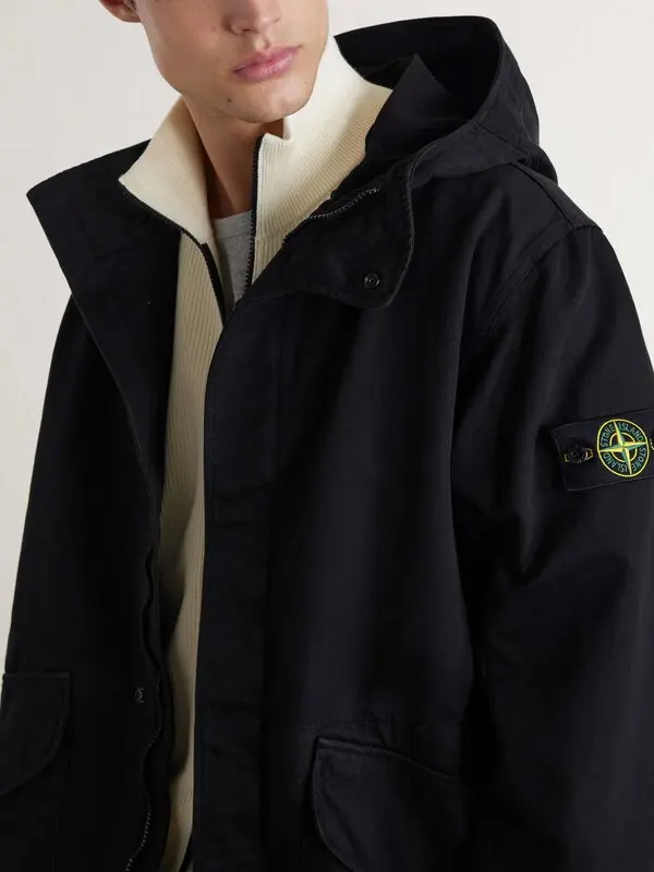 Stone Island Garment-dyed Cotton Hooded Jacket