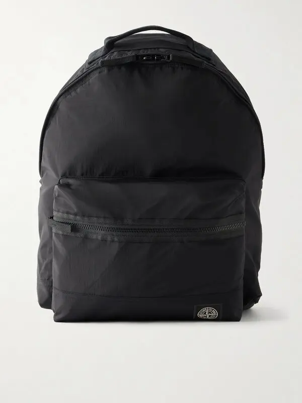 Stone Island Logo-appliqué Shell Backpack - Black