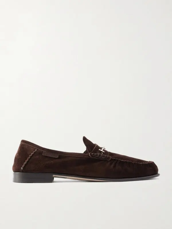 TOM FORD Ripley Embellished Suede Loafers - Brown