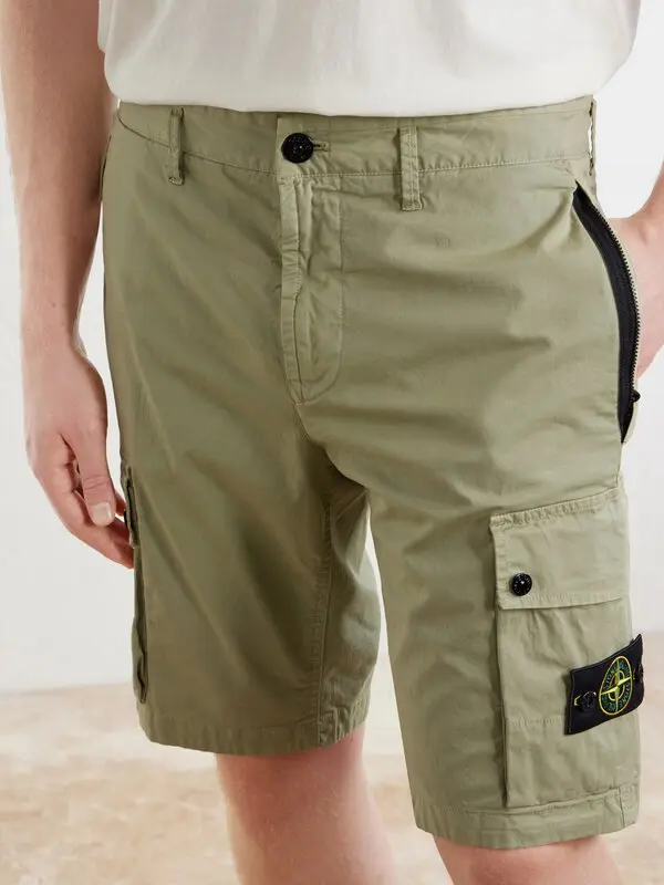 Stone Island Straight-leg Cotton-blend Twill Cargo Shorts