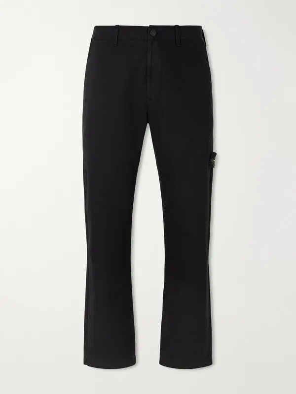 Stone Island Straight-leg Cotton Trousers - Black