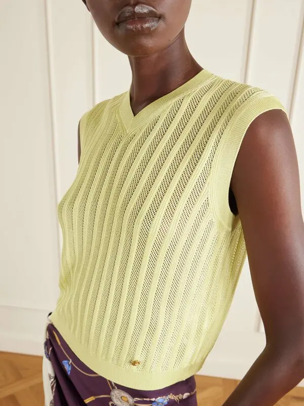 Versace Medusa-embellished Ribbed Mesh Vest