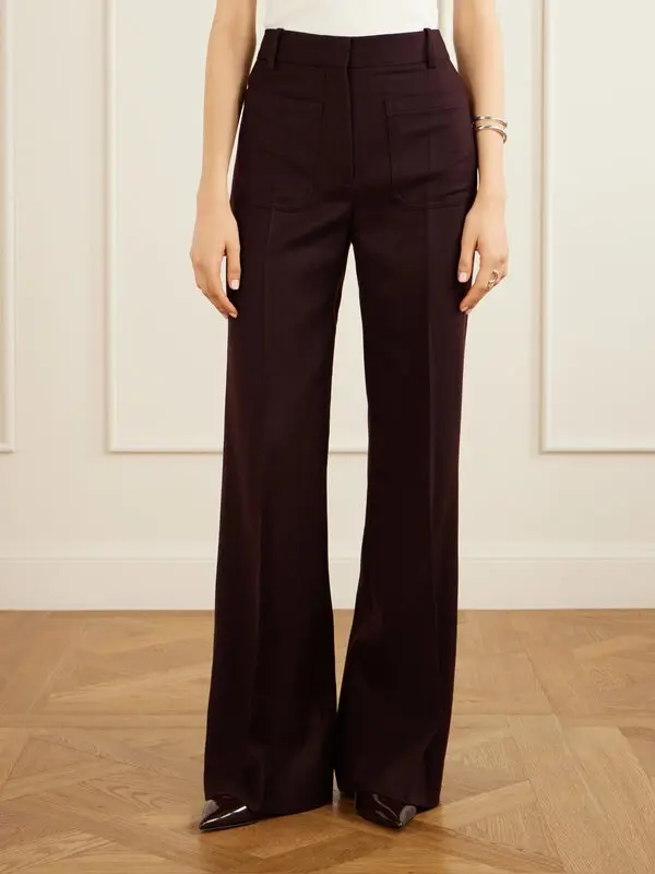 Victoria Beckham Alina Wool High-rise Straight-leg Pants - Burgundy