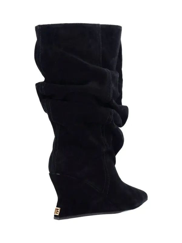 Balmain Wedge Suede Ankle Boots