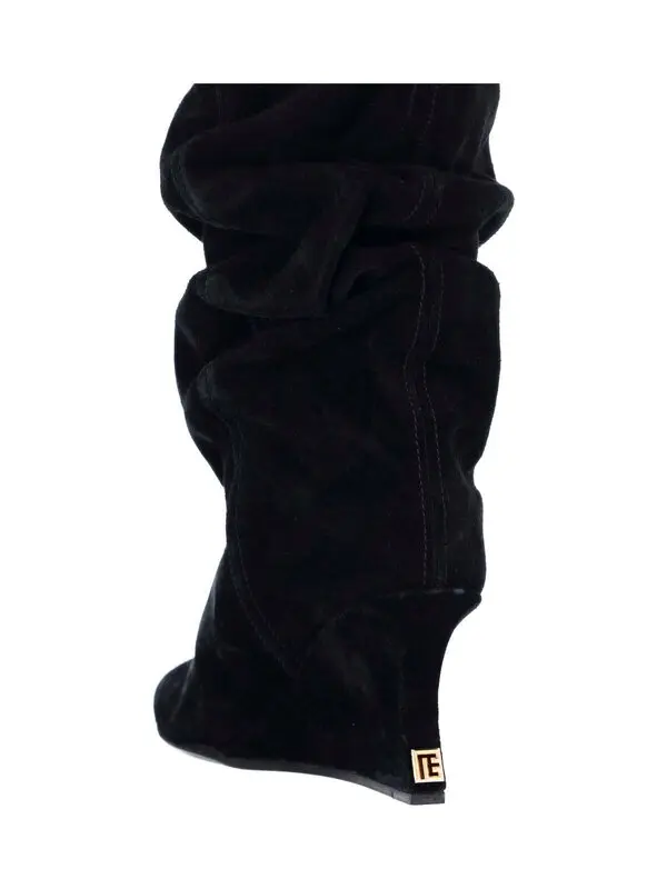 Balmain Wedge Suede Ankle Boots