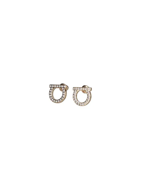 FERRAGAMO Earrings With Rhinestones "gancini - Gold