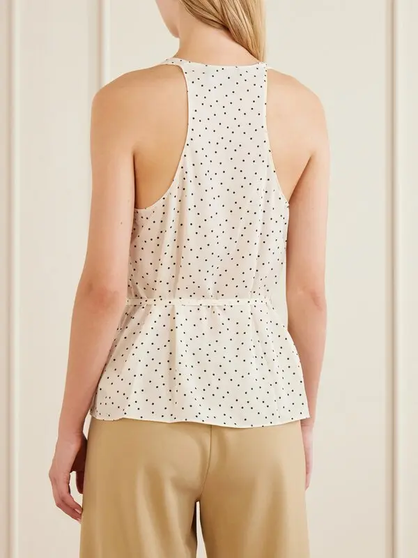 Theory Belted Polka-dot Halterneck Tank