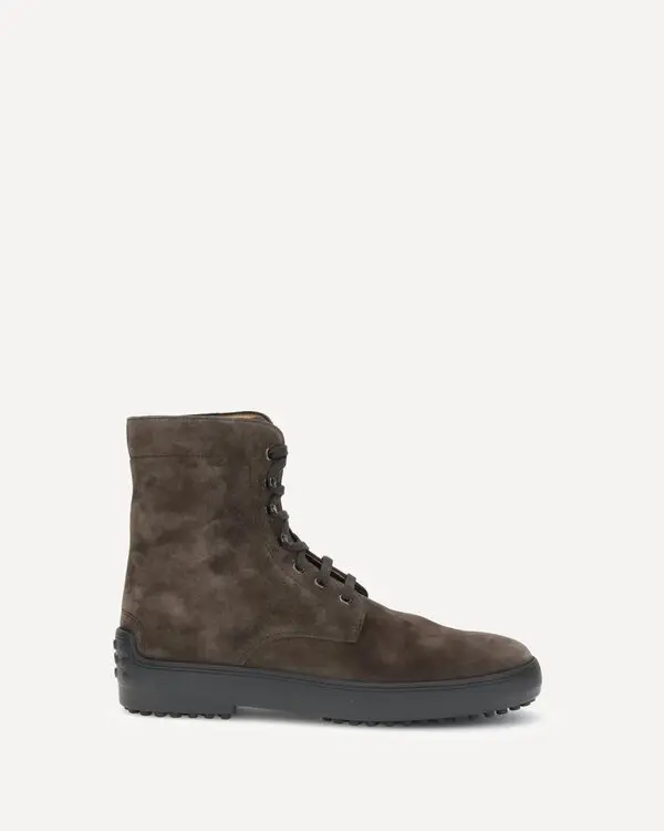 TOD'S Suede Lace-up Ankle Boots - Brown