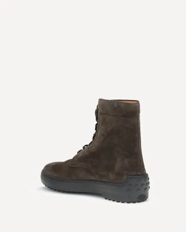 TOD'S Suede Lace-up Ankle Boots - Brown