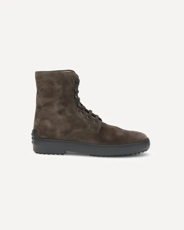 TOD'S Suede Lace-up Ankle Boots - Brown