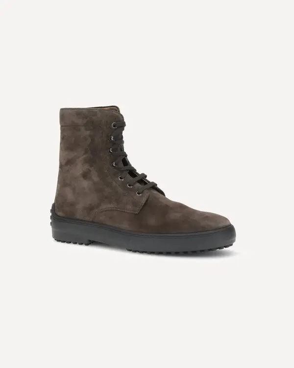 TOD'S Suede Lace-up Ankle Boots - Brown