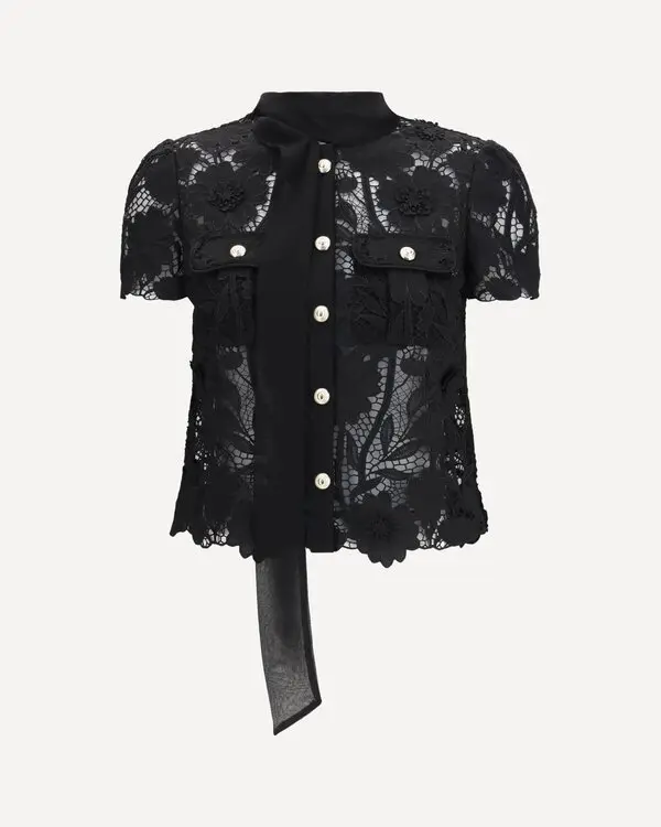 SELF-PORTRAIT Tie-neck Top
