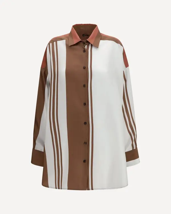 Kiton Long Striped Silk Shirt - Multicolour