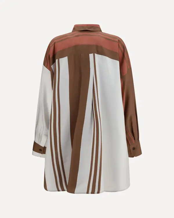 Kiton Long Striped Silk Shirt - Multicolour