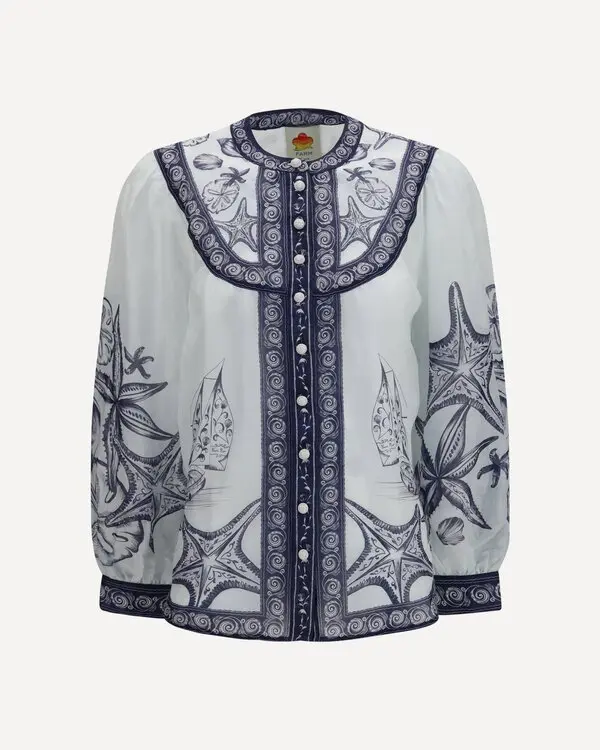 Farm Rio Printed Ramie Shirt