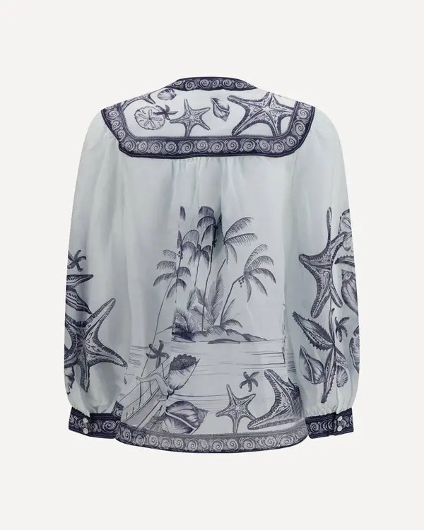 Farm Rio Printed Ramie Shirt