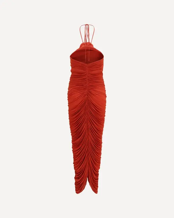 Magda Butrym Halterneck Dress With Floral Ruching