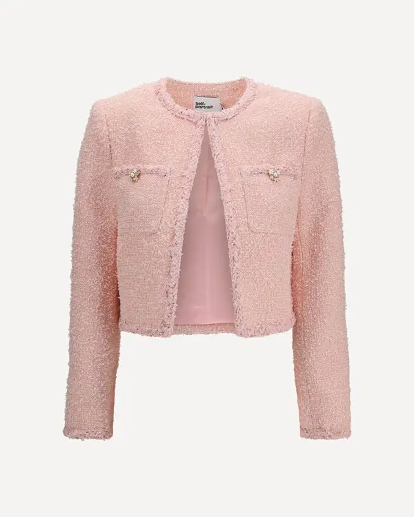 SELF-PORTRAIT Bouclé Jacket With Braided Finishes