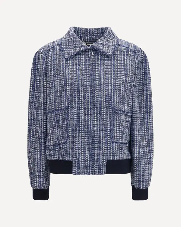 Kiton Textured Tweed Jacket With Zip Closure