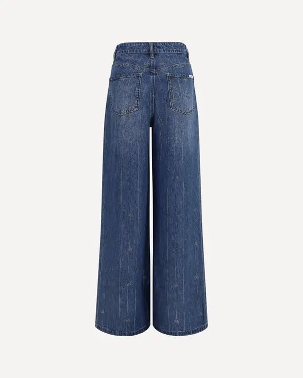 SELF-PORTRAIT Crystal-striped Jeans