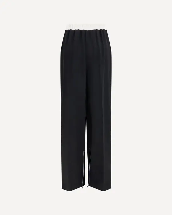 Kiton Silk Wide-leg Pants With Drawstring Waistband