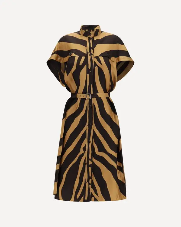 FERRAGAMO Twill Shirt Dress With Animal Print - Multicolour