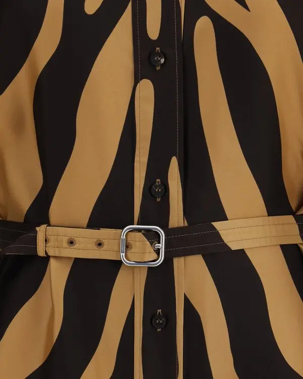 FERRAGAMO Twill Shirt Dress With Animal Print - Multicolour
