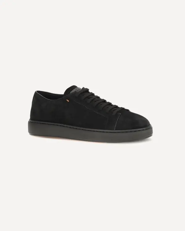 Santoni Suede Lace-up Sneakers - Black