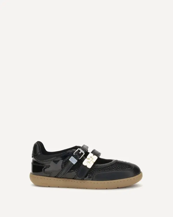 GANNI Sue Ballerinas With Buckle Detail - Black