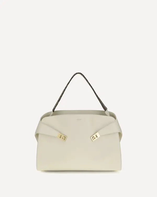 FERRAGAMO Large Hug Soft Shoulder Bag - Cream