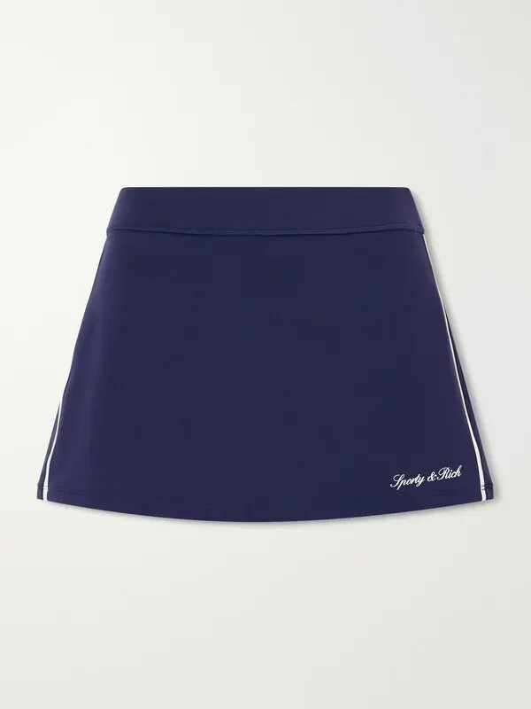 SPORTY & RICH Jersey Tennis Skirt With Contrast Piping - Blue