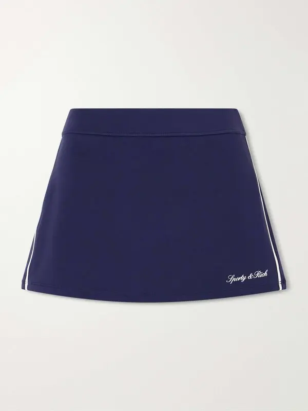SPORTY & RICH Striped Jersey Tennis Skirt - Navy