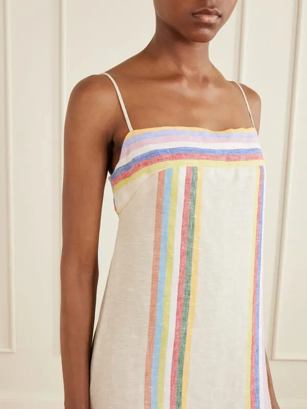 Staud Laura Striped Linen Maxi Dress