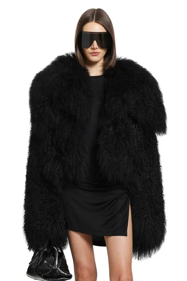 Attico Shearling Bomber - Black