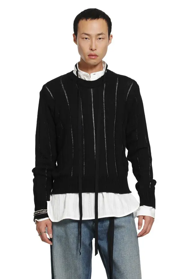 ANN DEMEULEMEESTER Rikki Brushed Rib Crewneck Sweater - Black