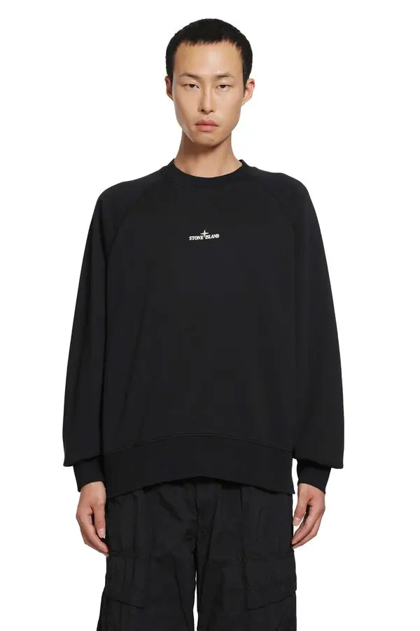 Stone Island Crewneck Sweatshirt With Graphic Logo - Black