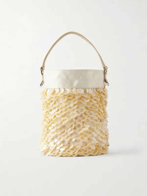 Staud Lila Sequined Bucket Bag - Neutrals