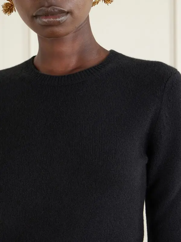 Saint Laurent Cropped Cashmere Crewneck Sweater - Black