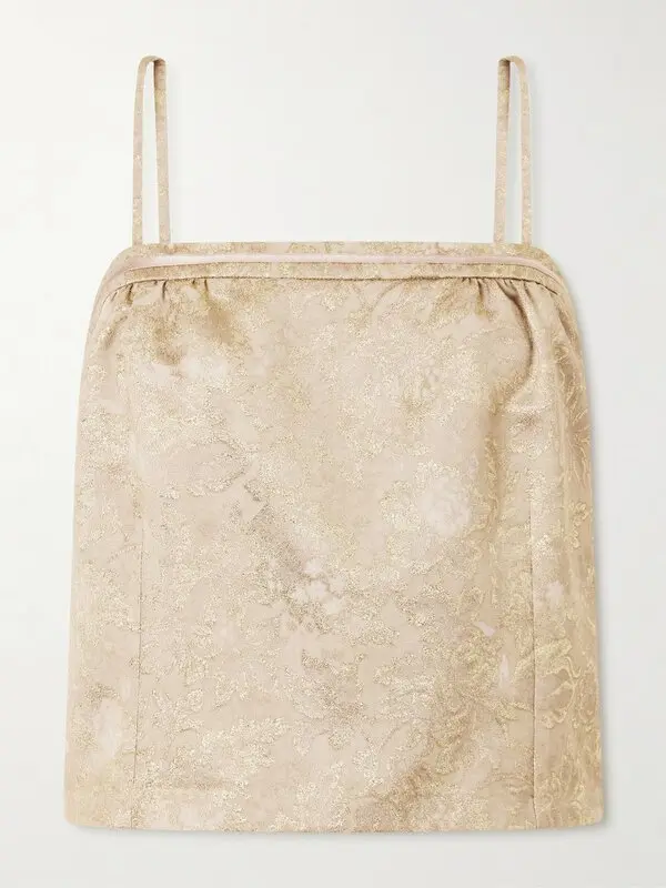 Saint Laurent Metallic Floral-jacquard Tank Top - Neutrals