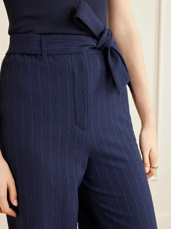 Max Mara Striped Virgin Wool-blend Wide-leg Pants - Blue