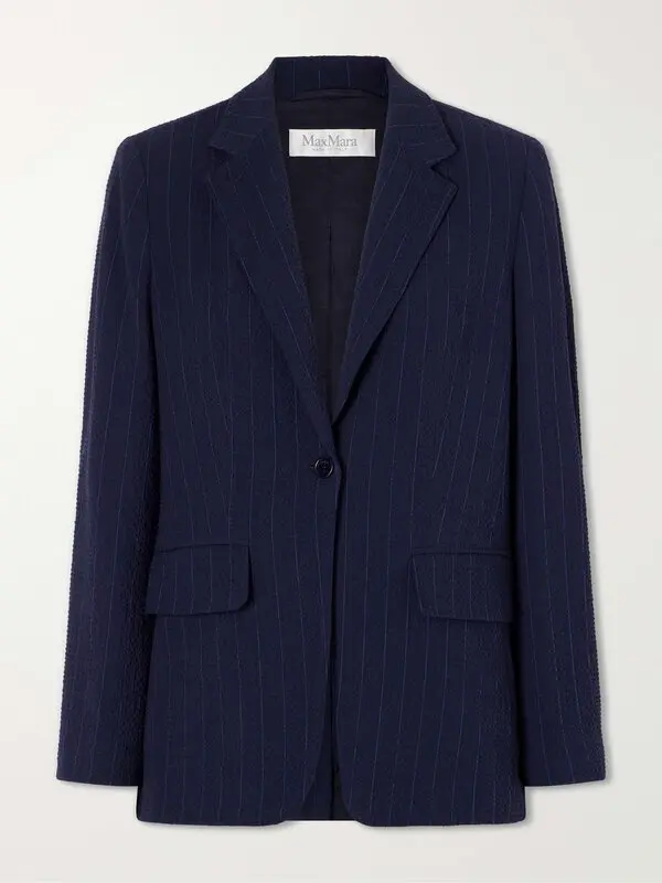 Max Mara Pinstriped Wool-blend Seersucker Blazer