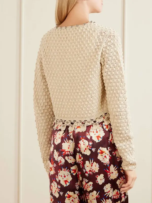 Rabanne Embellished Crocheted Cotton Cardigan