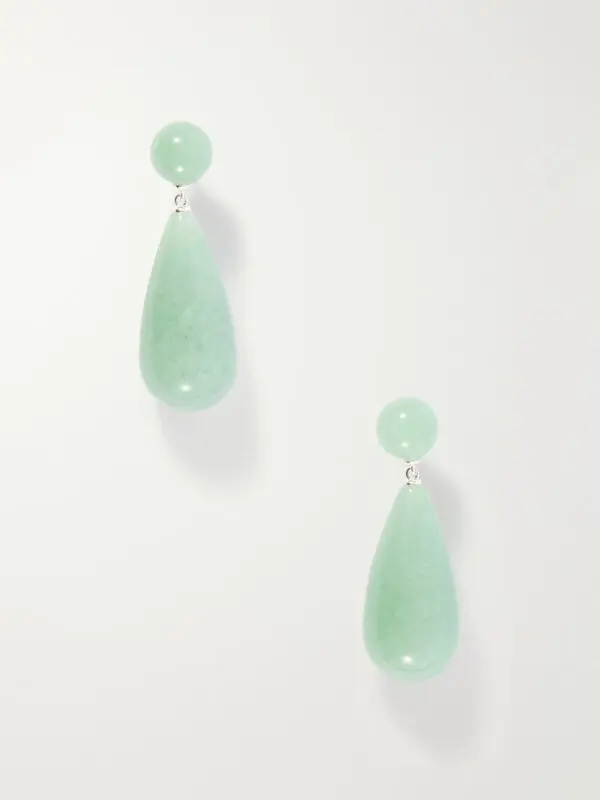 LIÉ STUDIO Sterling Silver Aventurine Teardrop Earrings - Green