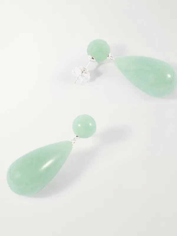 LIÉ STUDIO Sterling Silver Aventurine Teardrop Earrings - Green