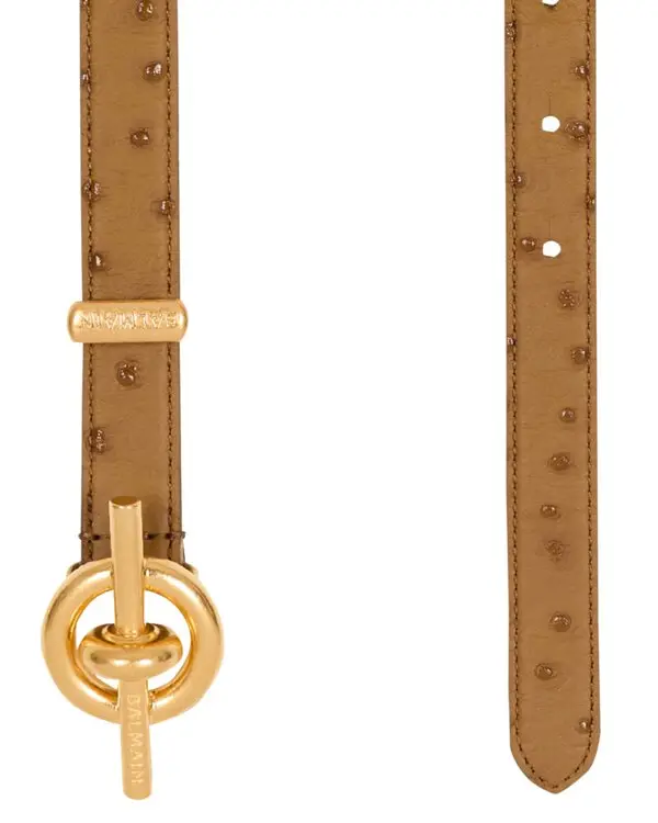 Balmain Embossed Calfskin T-bar Belt