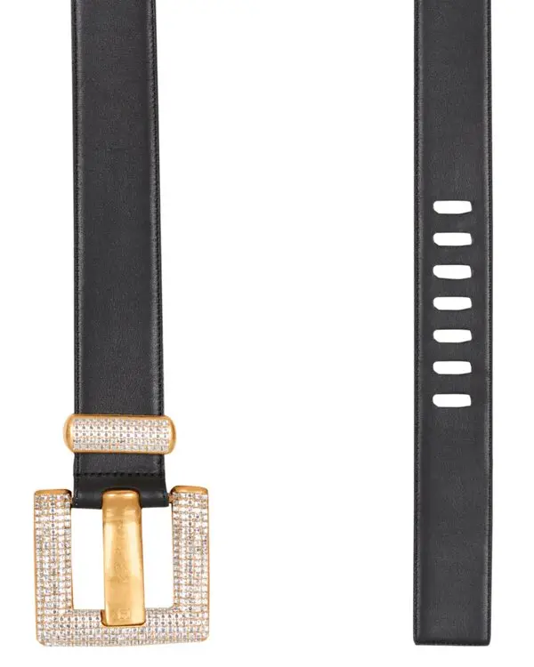 Balmain Anthem Calfskin And Crystal Belt