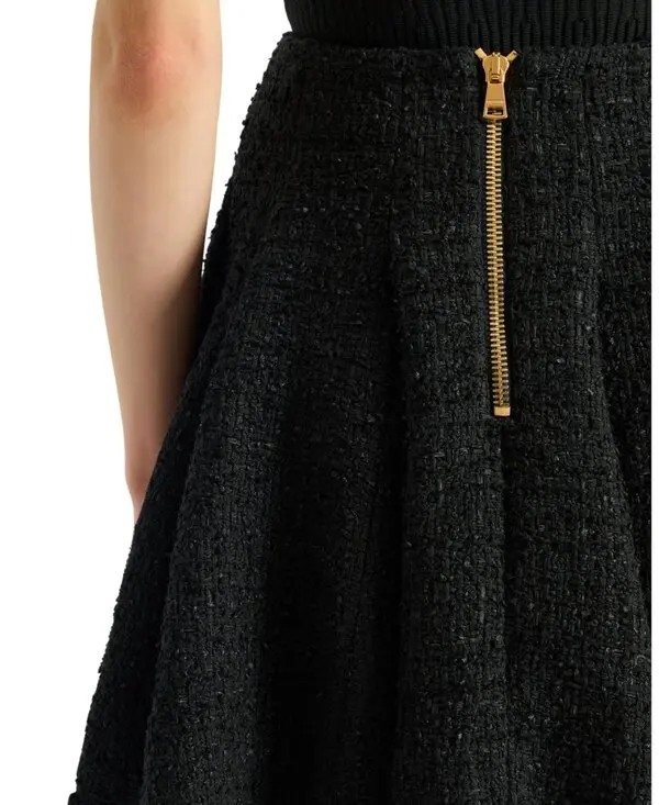 Balmain Flared Tweed Skirt